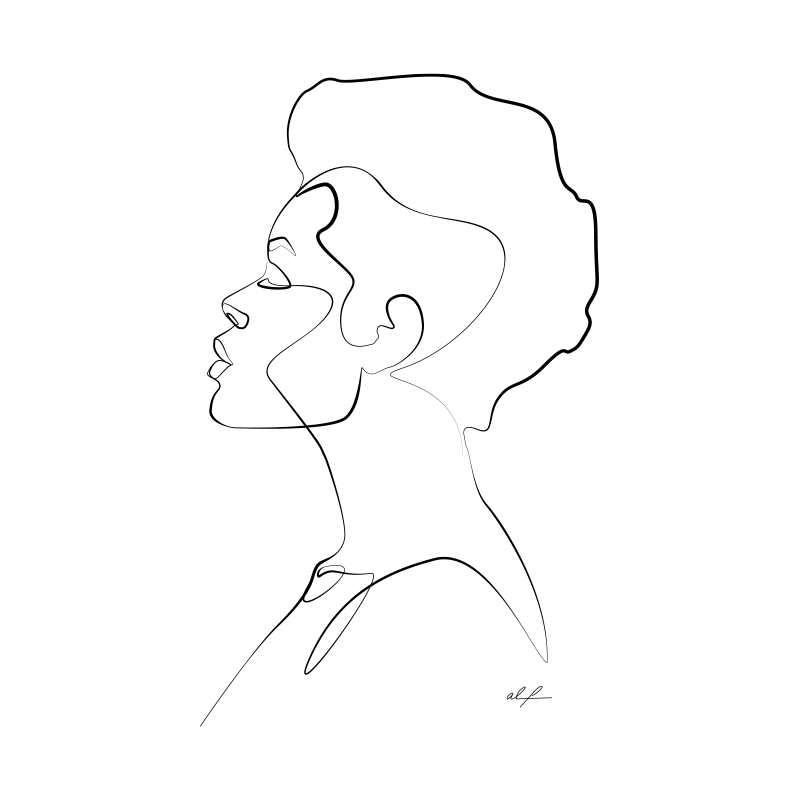Minimal Line Art ::: Woman Profile Printable | Kakikoi